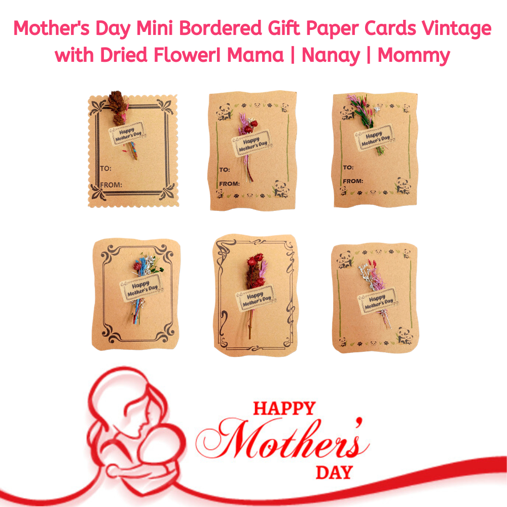 Mother's Day Mini Bordered Gift Paper Cards Vintage with Dried FlowerI ...