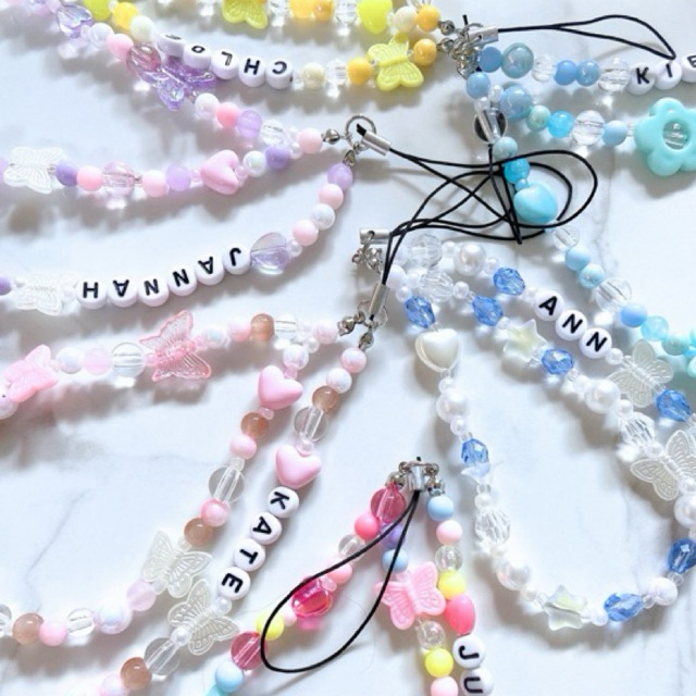 Personalized mini beaded keychains/ keyrings/ phone charms | Shopee ...