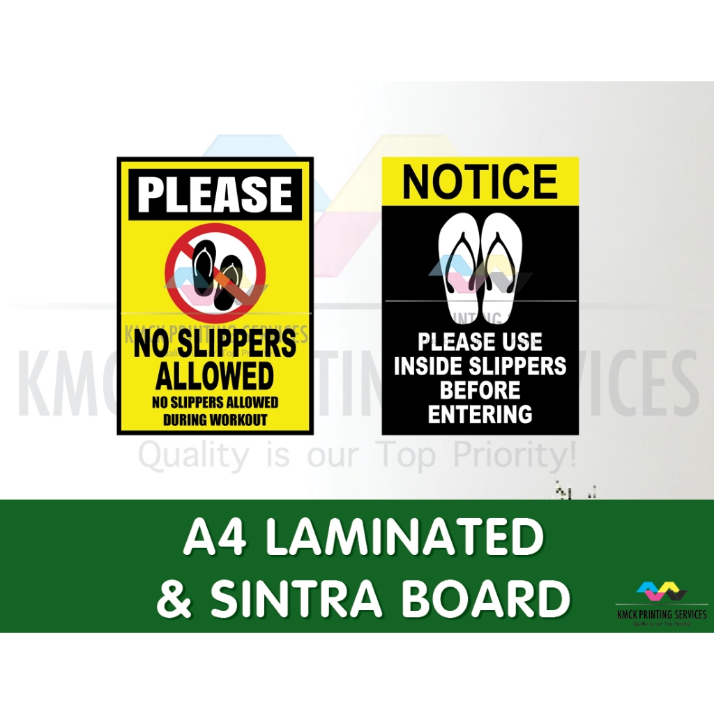 Please No Slippers Allowed During Workout, Please Use Inside Slippers ...