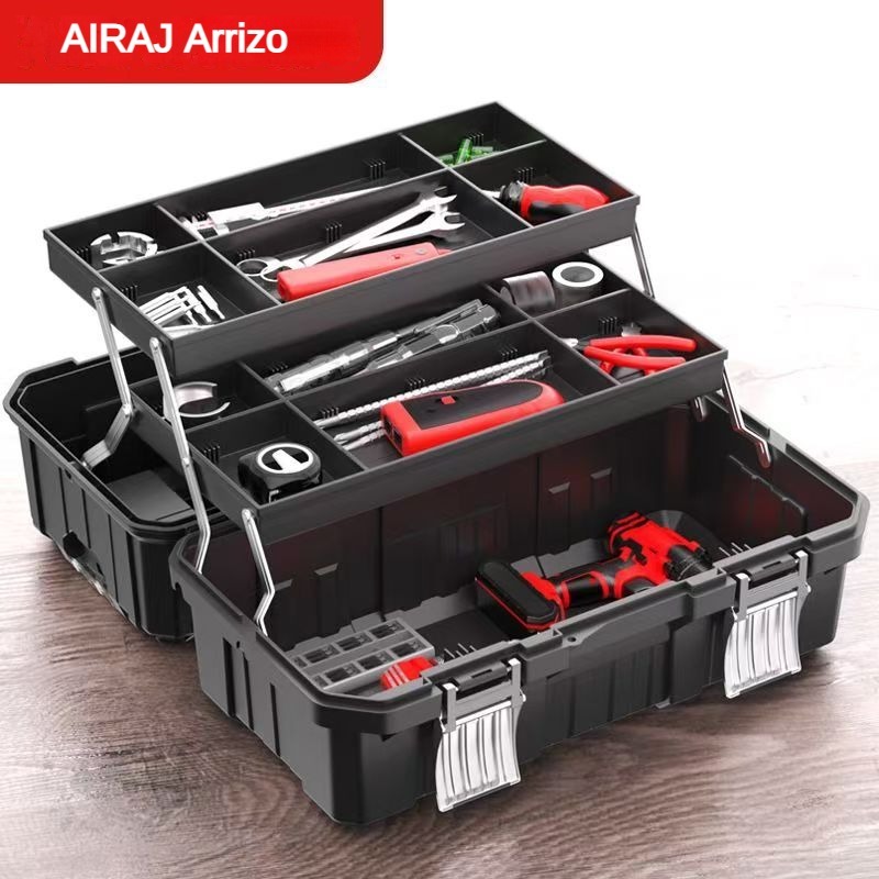 Toolbox three-layer folding multi-functional storage box automotive ...