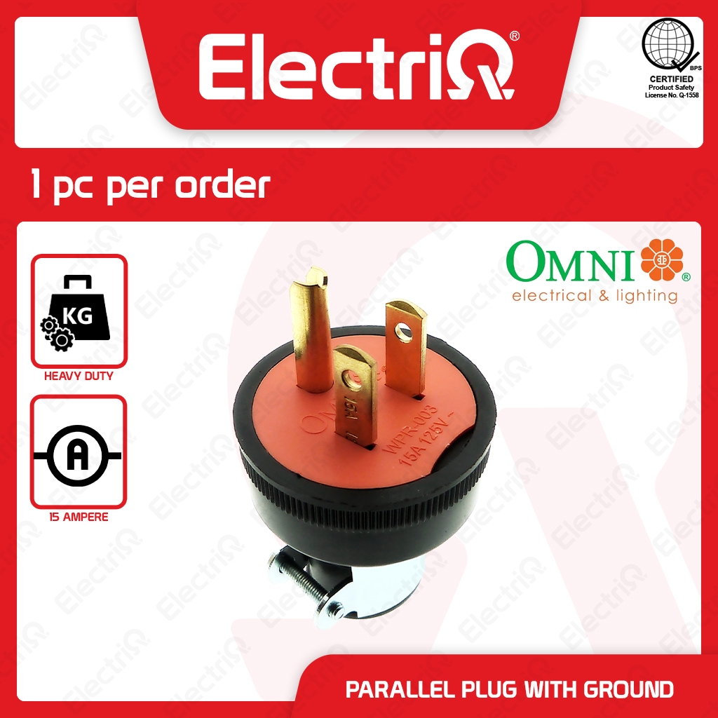 Electriq | Omni Heavy Duty Parallel Plug with Grounding 15A 250V~ WPR ...