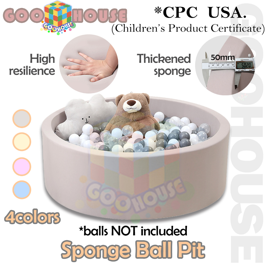 Sponge Ball Pit Foam Ball Pit for Toddlers Soft Round Kiddie Pool Baby ...