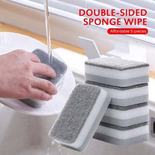 6pcs/double-sided Sponge Wipe Kitchen Cleaning Dishwashing Sponge ...