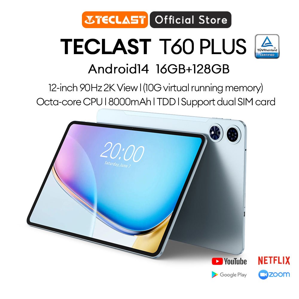 Teclast T60 PLUS Tablet 16+128GB 12" 90Hz 2K View Octa-Core CPU Dual ...