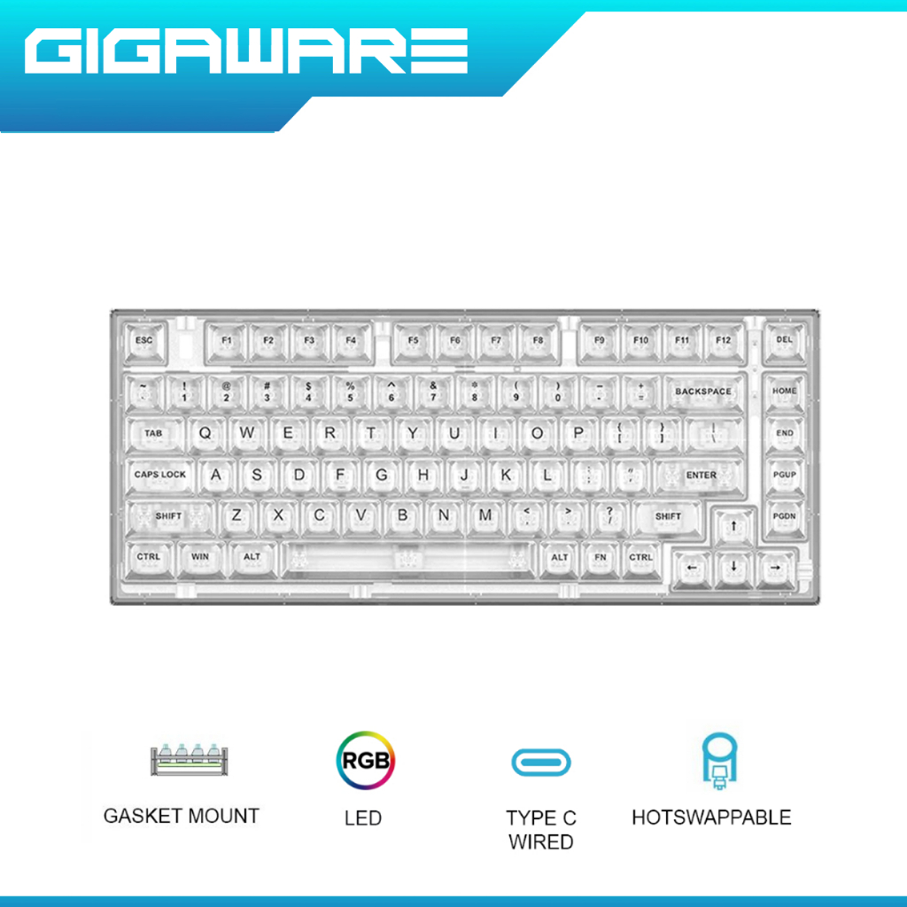 Gigaware Xinmeng X75 75% Transparent Gasket Structure Hot-Swappable ...