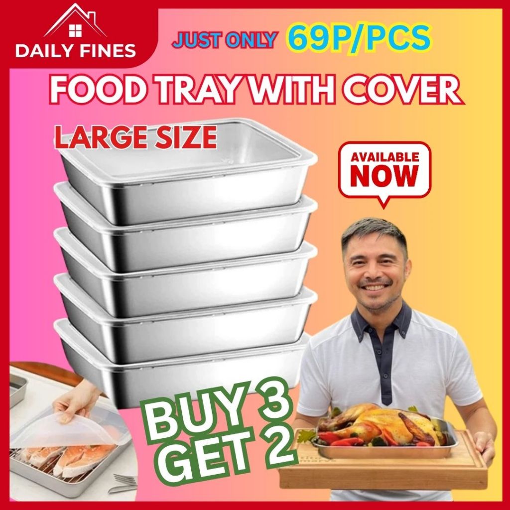 Combo 10 Stainless Tray With Cover For Food Stainless Steel Tray With ...