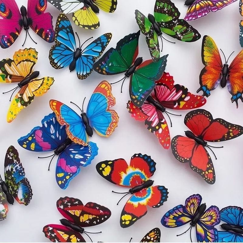 12Pcs Double Layer 3D Butterfly Ref Magnet Butterfly Refrigerator ...