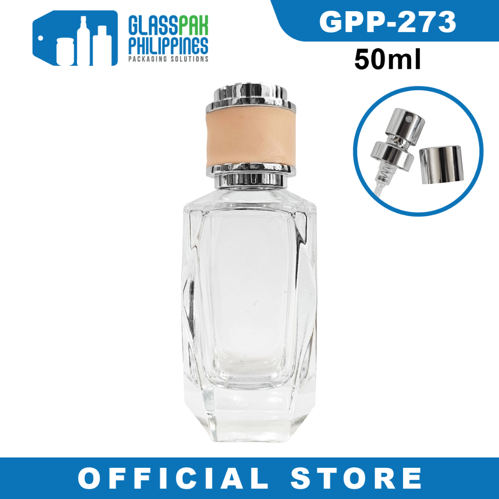 Glasspak 50ml Crystal Perfume Bottle Beige Lid Crimp Type 15mm (Sealed ...