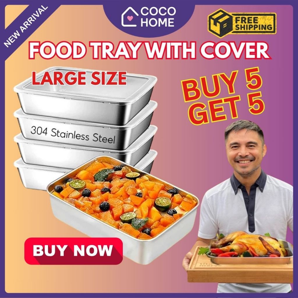 Combo 10 Stainless Tray With Cover For Food Stainless Steel Tray With ...