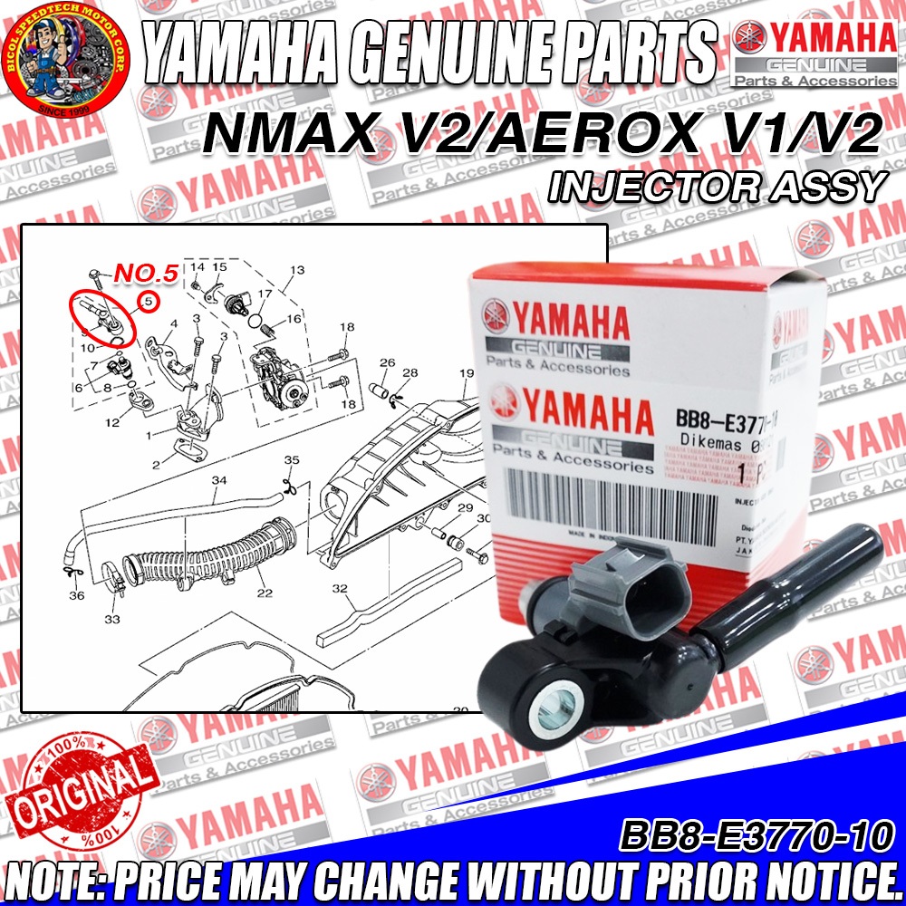 YAMAHA NMAX V2/AEROX V1/V2 INJECTOR ASSY (YGP) (GENUINE: BB8-E3770-10) | Shopee Philippines