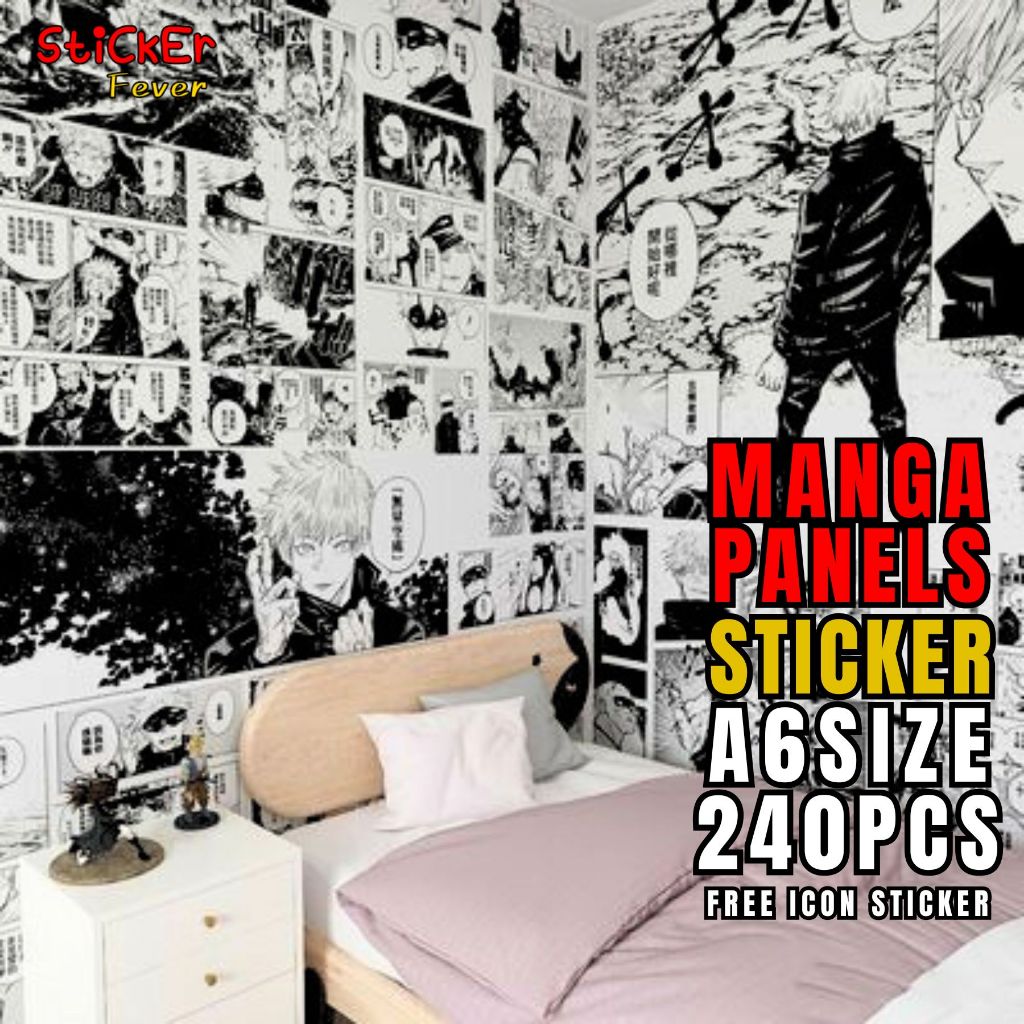 Manga Panels Sticker 240pcs Anime wall Art Sticker Design A6 Size ...