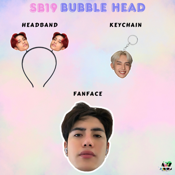 AZ SB19 Laminated BubbleHead Fanface, Headband, Keychain (Front Print ...