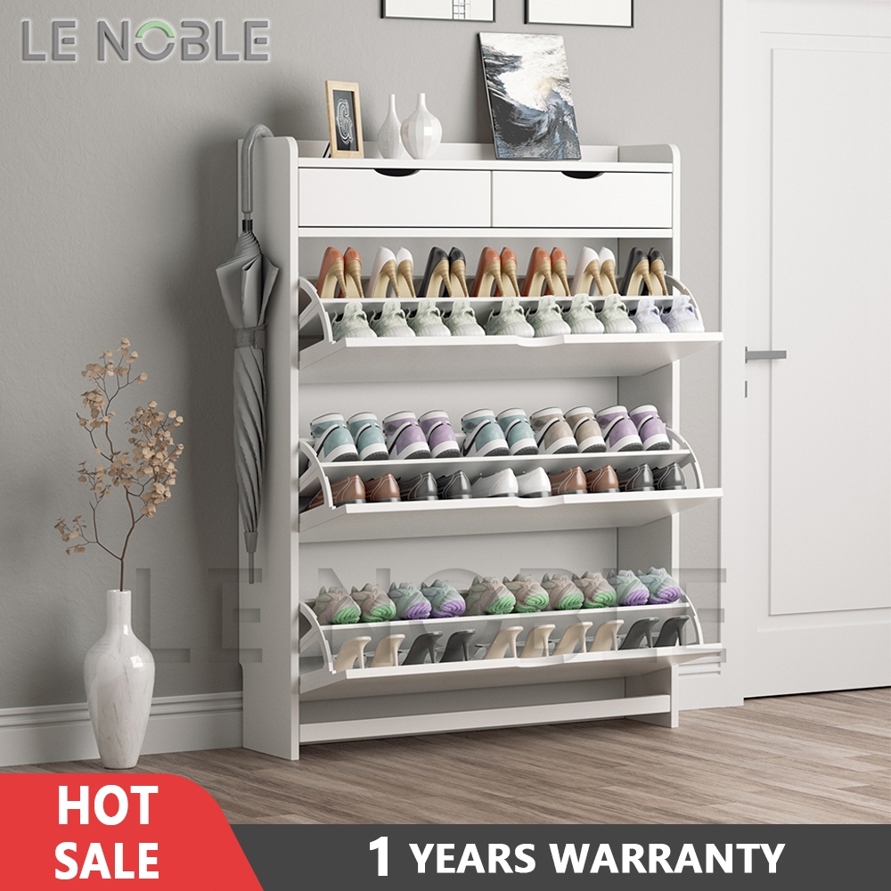 LENOBLE 100cm Wooden Shoe Rack Organizer Shoe Cabinet Organizer with ...
