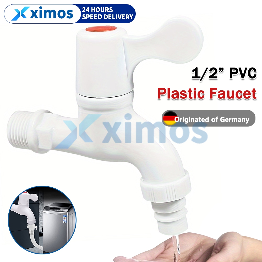 Pvc Plastic Thickened Hose Bibb Faucet With Hose Connector White ...