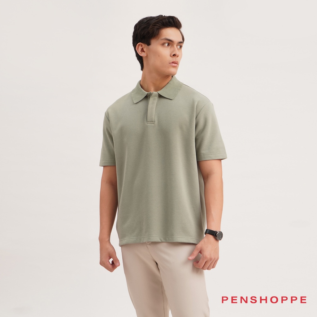 Penshoppe Dress Code Polo For Men (Sage Green) [Polo Shirt] | Shopee ...
