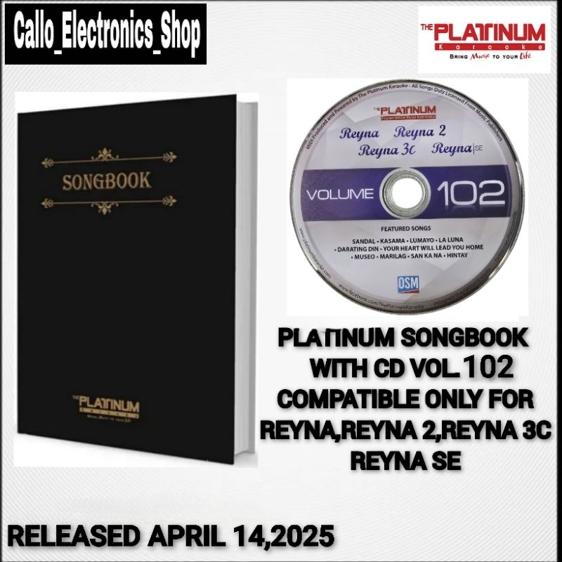 Platinum Songbook with Full Songlist and CD Updated New Volume 102 for Reyna 1 &2/Reyna 3c/Reyna ...