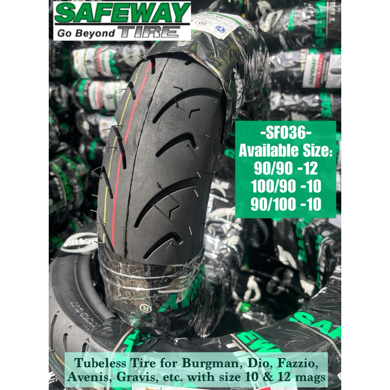 SAFEWAY Tire Size 10" & 12" Tubeless Tire for Burgman (FREE Sealant ...