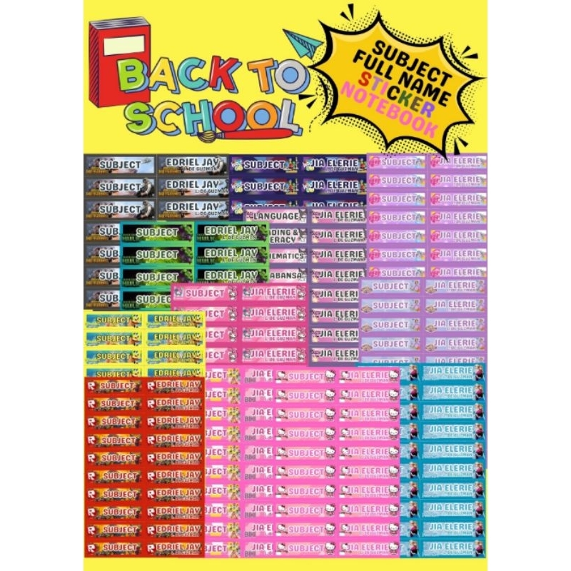 NOTEBOOK STICKERS SUBJECT and NAME STICKER | Shopee Philippines