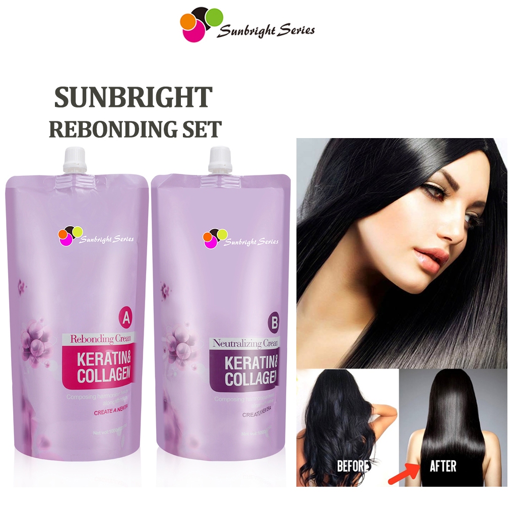 Sunbright Series Rebonding Set Hair Silky Straightening Cream Keratin ...