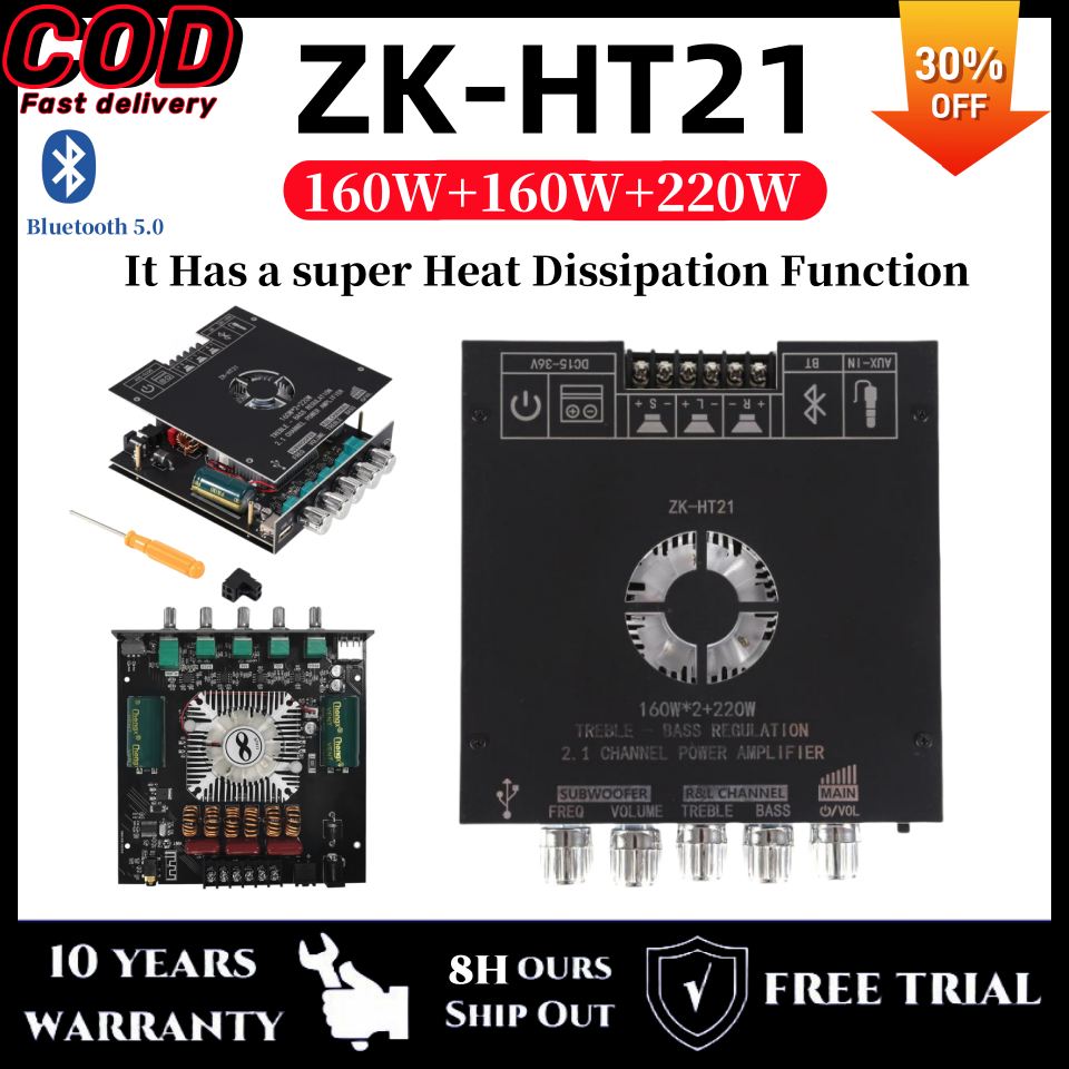 ZK-HT21 Amplifier 2.1 Channel bluetooth Digital Power Module High and ...