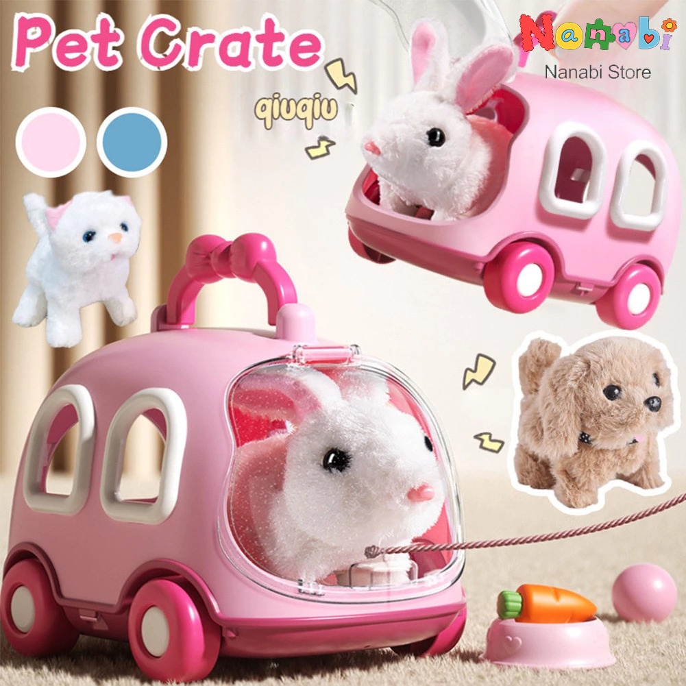 Pet Crate with Walking Pet Pretend Play Set for Kids Cute Simulation ...
