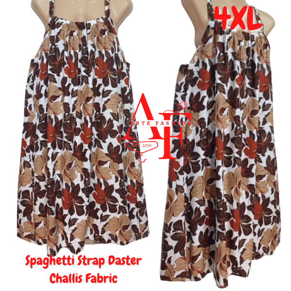 iNar-te Plus Size (4XL) Print Challis Fabric, Square Neck, Spaghetti ...