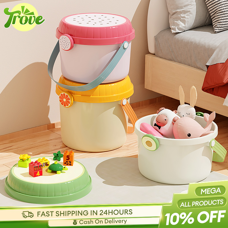 Trove Plastic Storage Stool Transparent Ottoman Storage Box for Baby ...