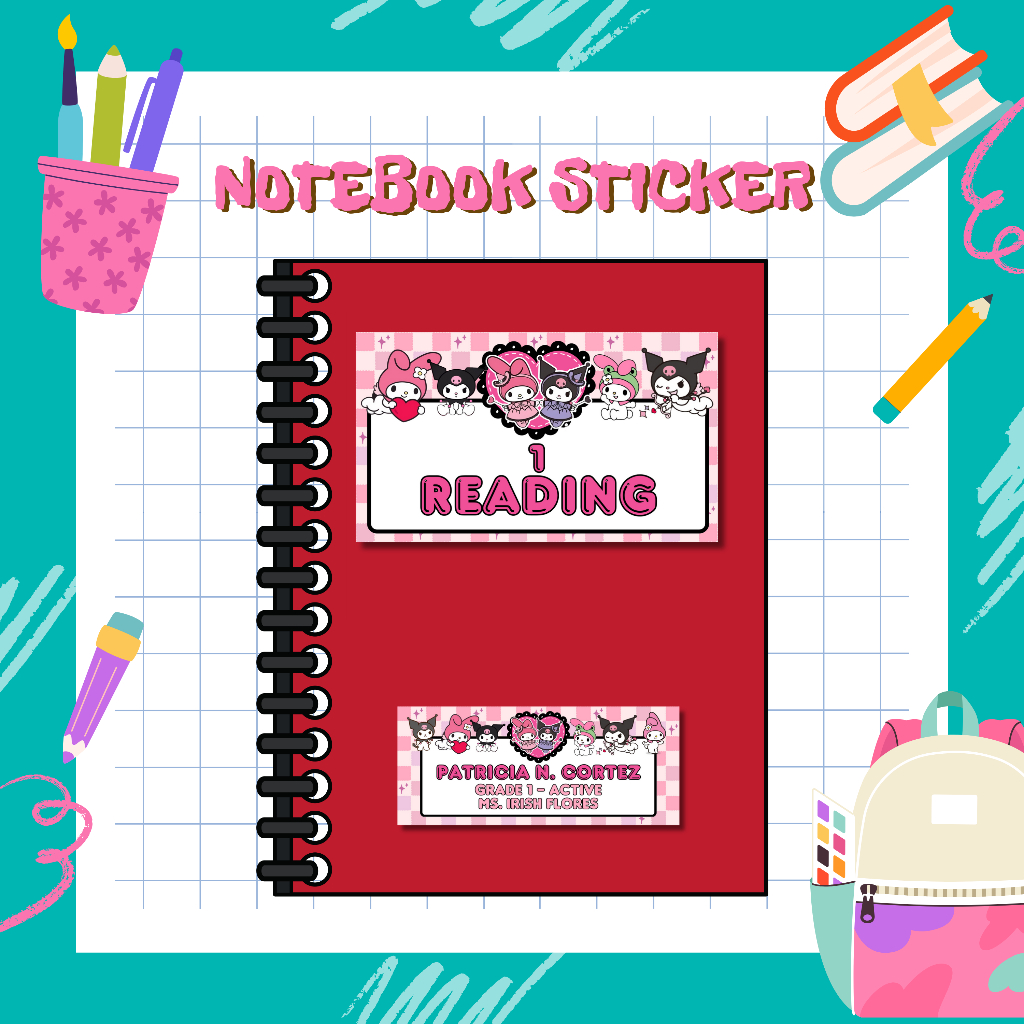 Personalized Subject/ Name Notebook Sticker - 10 pcs and 14 pcs ...