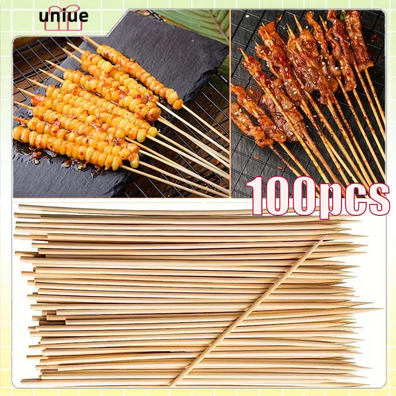 100pcs Bamboo Stick Decorative Flower Pole Disposable Barbecue Stick ...