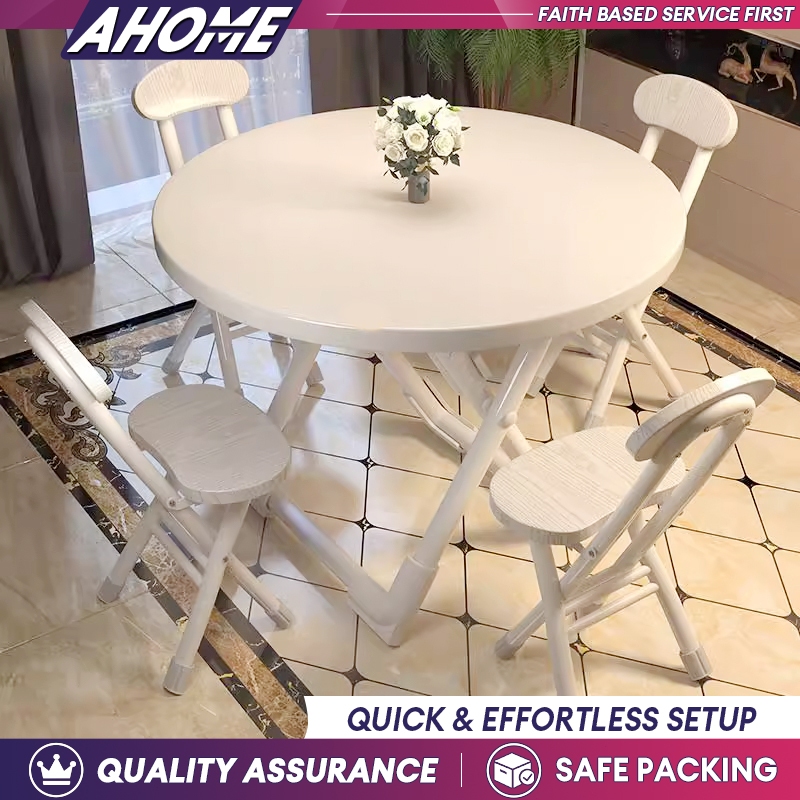 Home Simple Dining table Foldable Table Round Table set 4/6 seaters ...