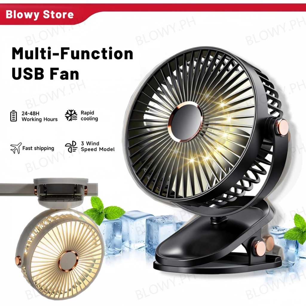 Mini Table Fan with light rotating clip fan outdoor portable baby ...