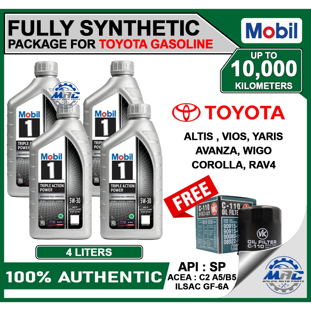 Mobil 1 triple action power 5w30 4 liters for TOYOTA VIOS YARIS WIGO ...