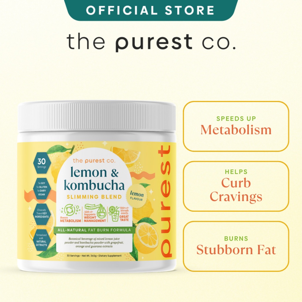 Purest Co Lemon & Kombucha Slimming Blend (Fat Burn & Weight Loss ...