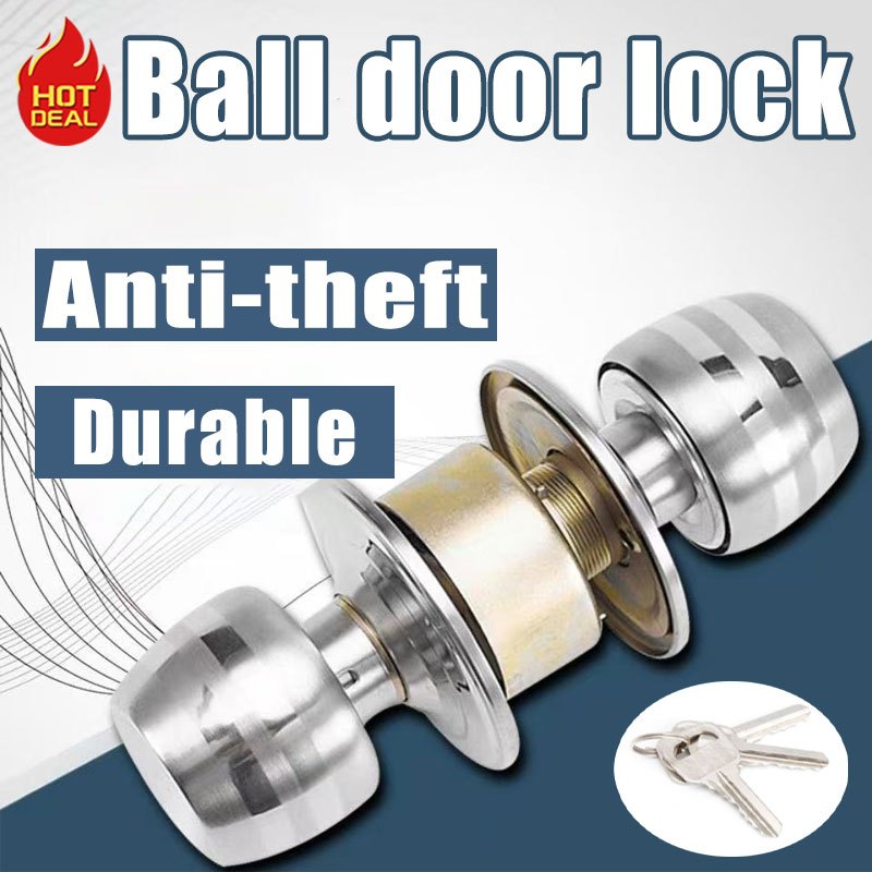 Door Knob Set Anti-theft Mute Rugged Stainless Steel Spherical lock for ...