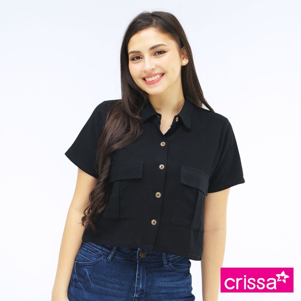 Crissa Woven Cotton Wrinkled Short Sleeves Blouse CTT29-0002 | Shopee ...