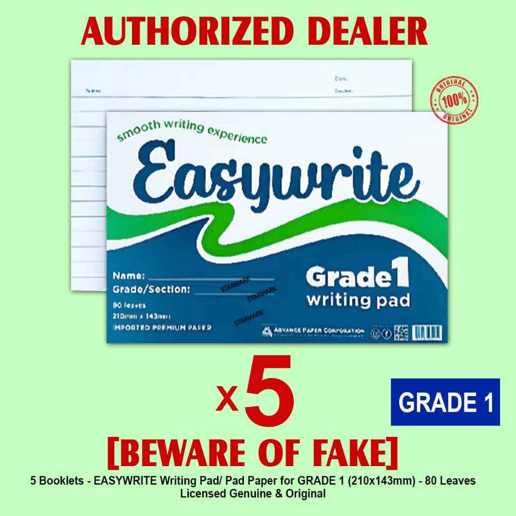 EASYWRITE Grade Pad Paper Papers Pads for GRADE 1 - 210x143mm 80 Leaves ...