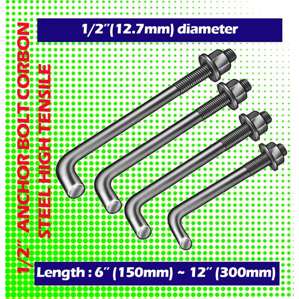 1pc Hi Tensile Anchor Bolt w/ Nut & FW Imported HEAVY DUTY/ L Bolt M16 ...