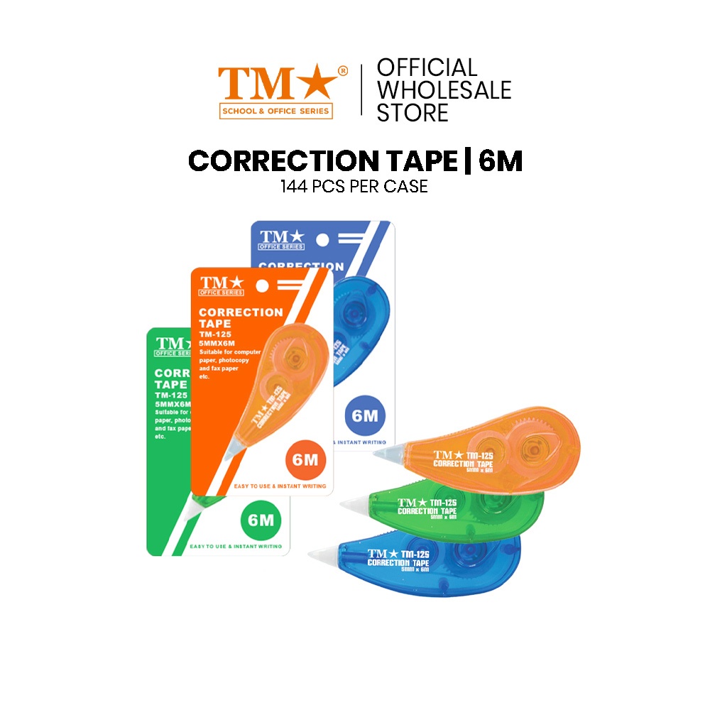 TM | 144 pcs Correction Tape 6M Assorted Color (TM-125) | Shopee ...