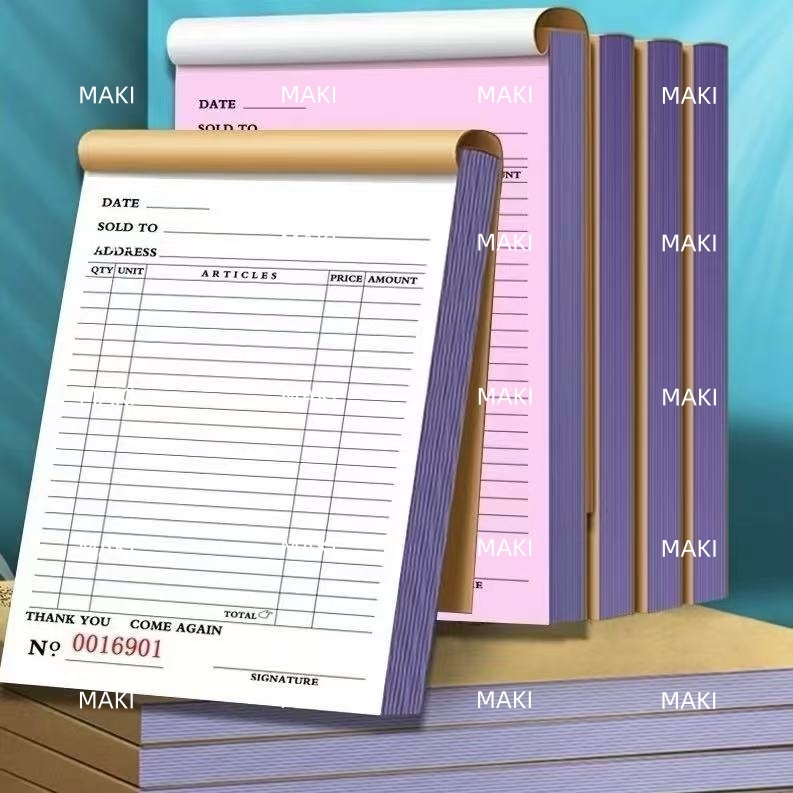 Kulay Asul Carbonless Invoice Book - 100pcs Business Record Pad para sa ...