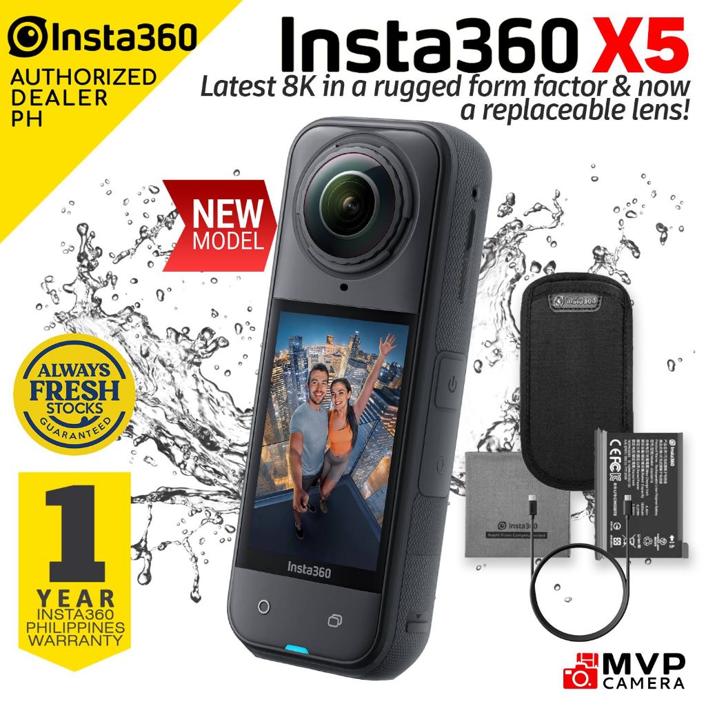 Insta360 X5 360º Waterproof Action Camera with 8K Superior Low Light ...