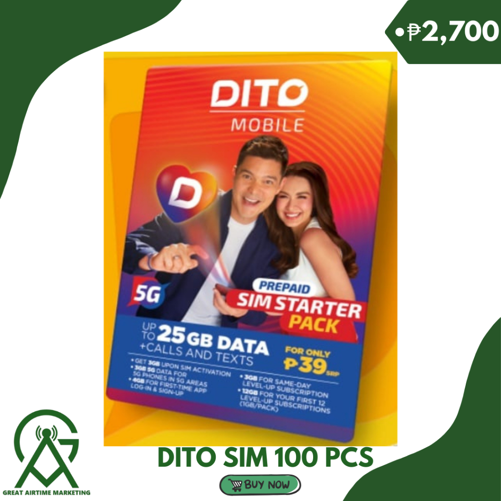 DITO SIM -100PCS/PACK (₱27/PC) | Shopee Philippines