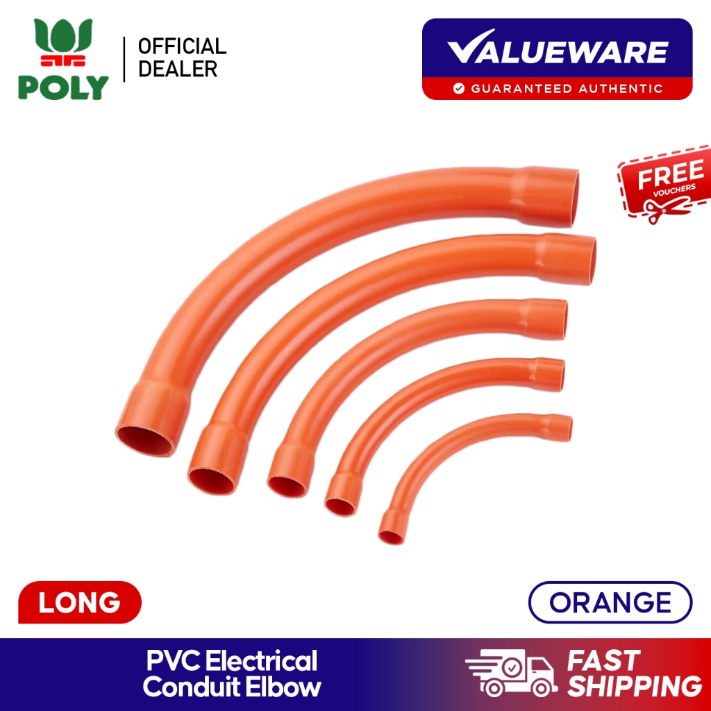 POLY Electrical Conduit PVC Long Elbow Orange | 1-1/2" / 1-1/4" / 1 ...