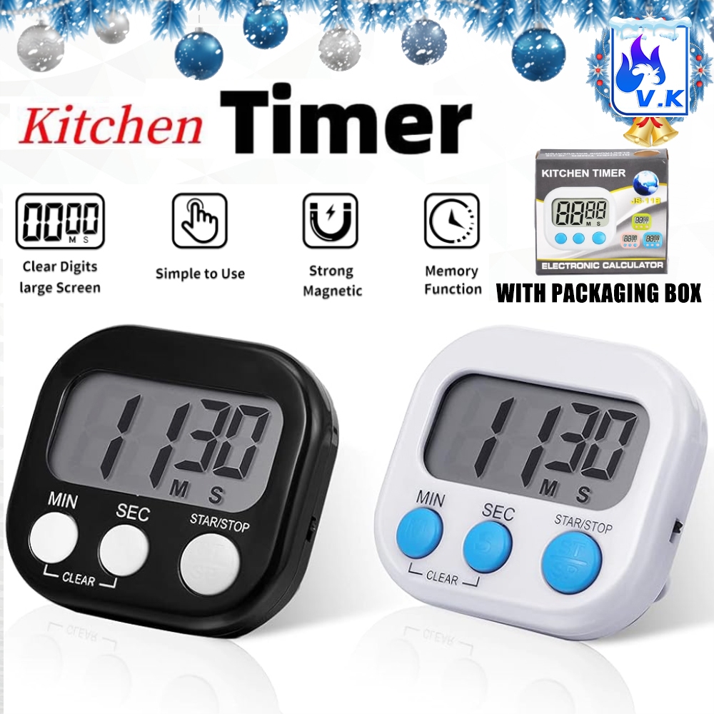 Multi-Function Lcd Digital Kitchen Timer Big Digits Loud Alarm Magnetic ...