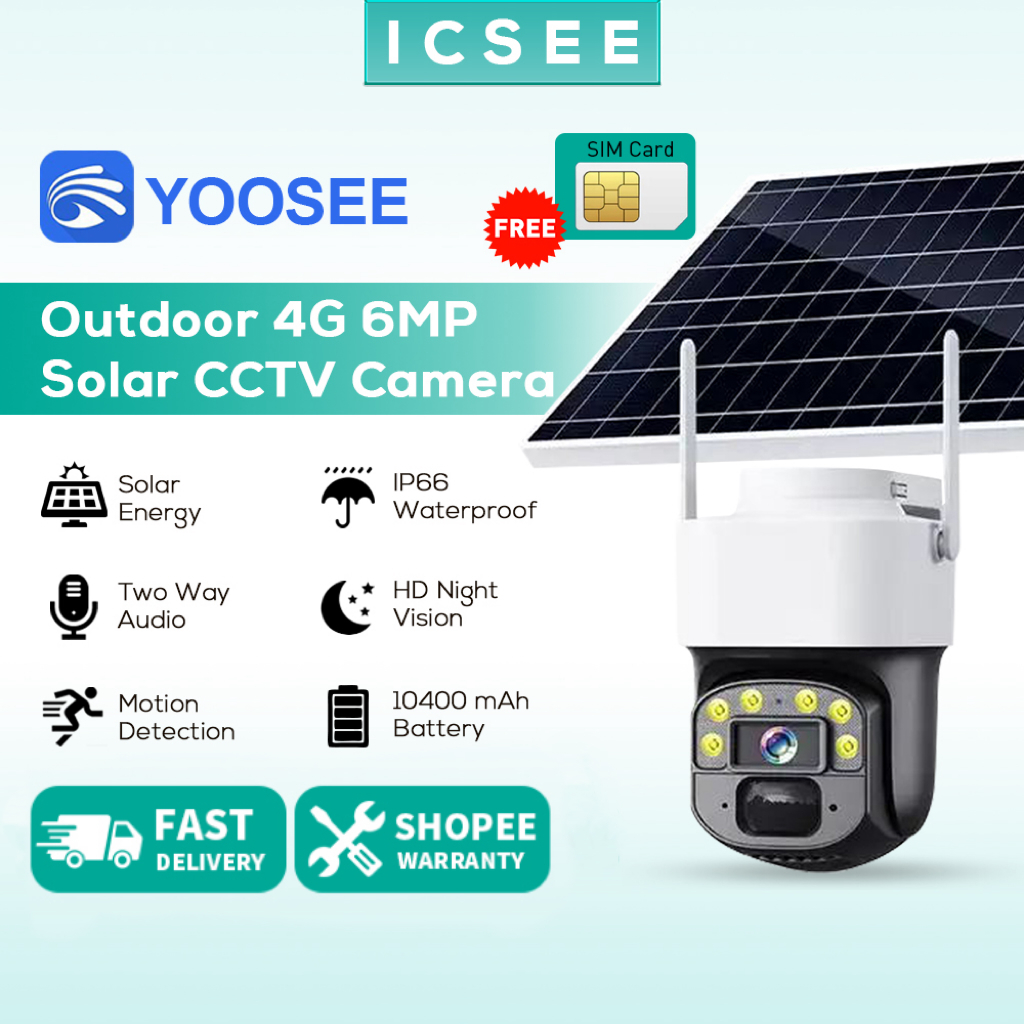 Yoosee T1 Solar CCTV 6MP 4G Sim Card Camera Outdoor Waterproof Two-Way Voice PTZ Night Vision ...