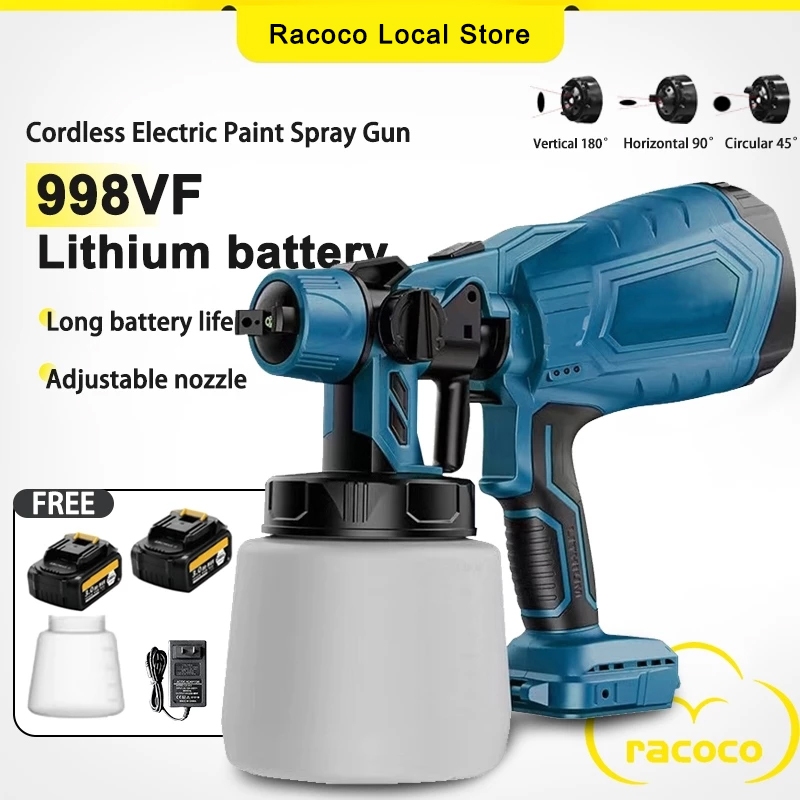 Cordless Electric Paint Spray Gun Rechargeable High Power Paint Sprayer ...