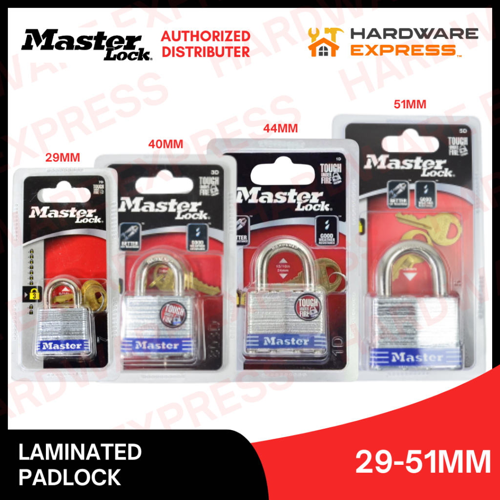 MASTER Lock Laminated Padlock W/ 2 Keys 7D 29mm / 3D 40mm / 1D 44mm ...