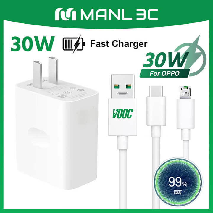 Super VOOC 30W 65W Fast charger Type C Micro USB Fast Cable For OPPO ...