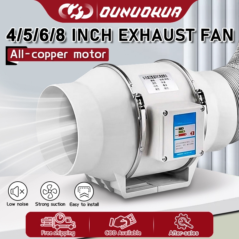 Duct Exhaust Fan 4/5/6/8 inch Speed Strong Ventilation Fan 130W ...