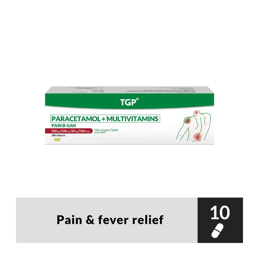 TGP PAINB-GAN Paracetamol+Bcom FC Tab 500/50/100/100mg 10pcs | Shopee Philippines