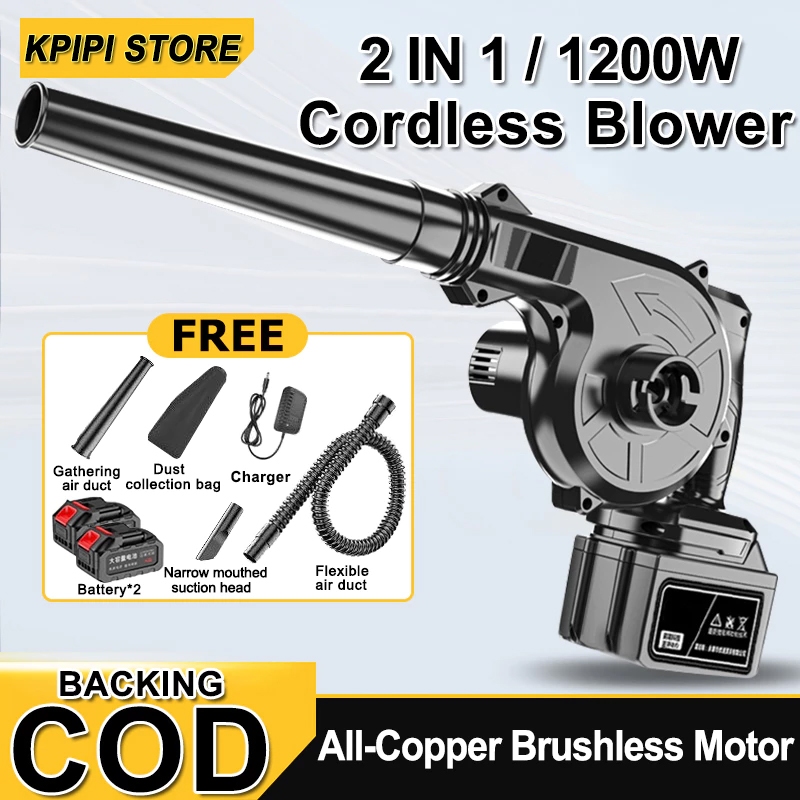 Cordless 1200W Air Blower Vacuum Cleaners Blowing Suction 2 in 1 ...
